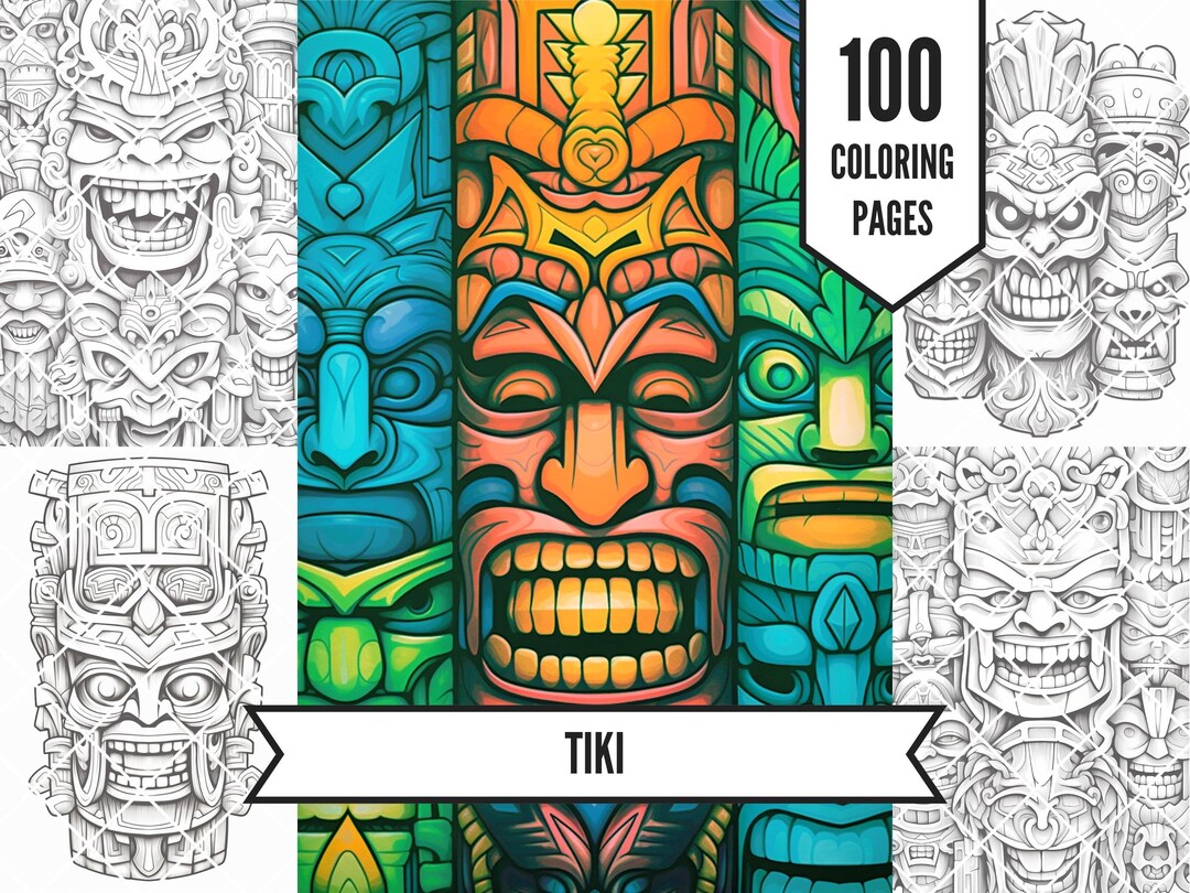 Tiki Coloring Pages, Stress Relief Coloring Pages, Polynesian Coloring ...