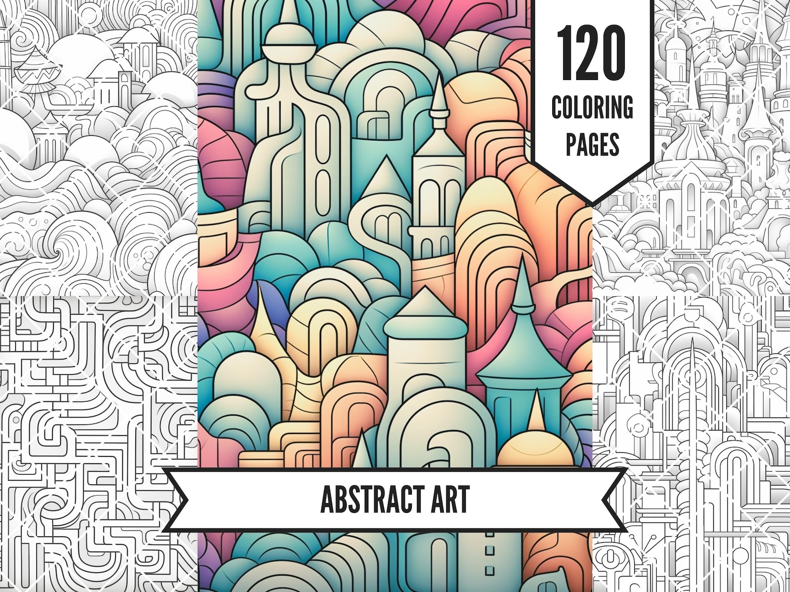 Abstract Art Coloring Pages, Abstract Coloring Book Printable, Pattern ...