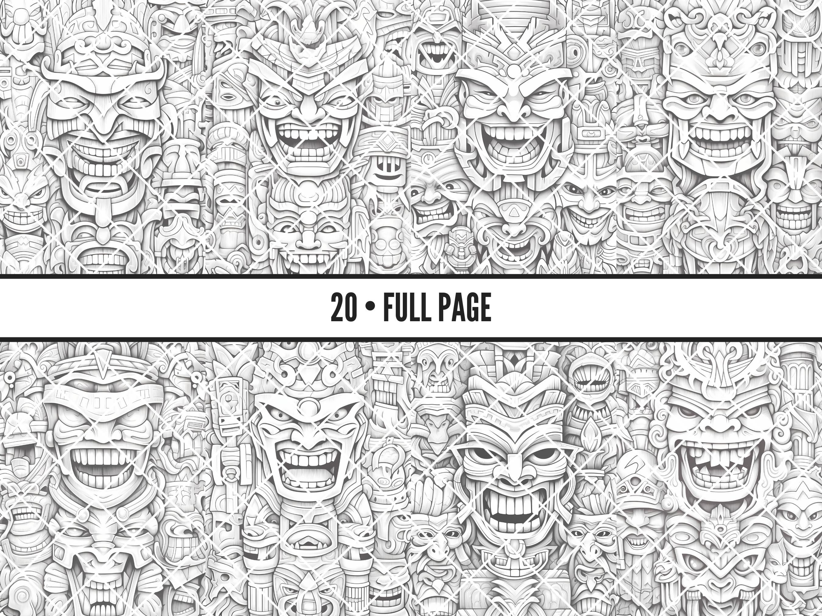 Tiki Coloring Pages, Stress Relief Coloring Pages, Polynesian Coloring ...