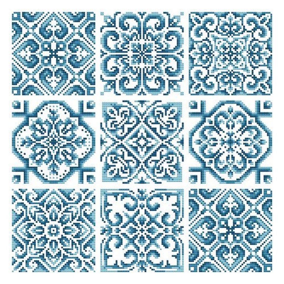 Hand Painted Tile by Shannon Christine Designs - Counted Cross Stitch ...