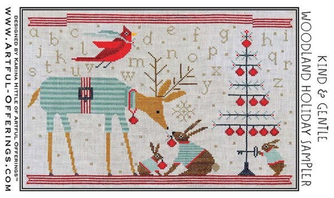 Kind & Gentle Woodland Holiday Sampler by Artful Offerings - Counted ...