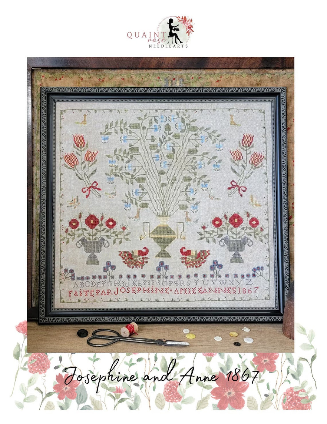 Josephine and Anne 1867 by Quaint Rose Needlearts - Counted Cross ...