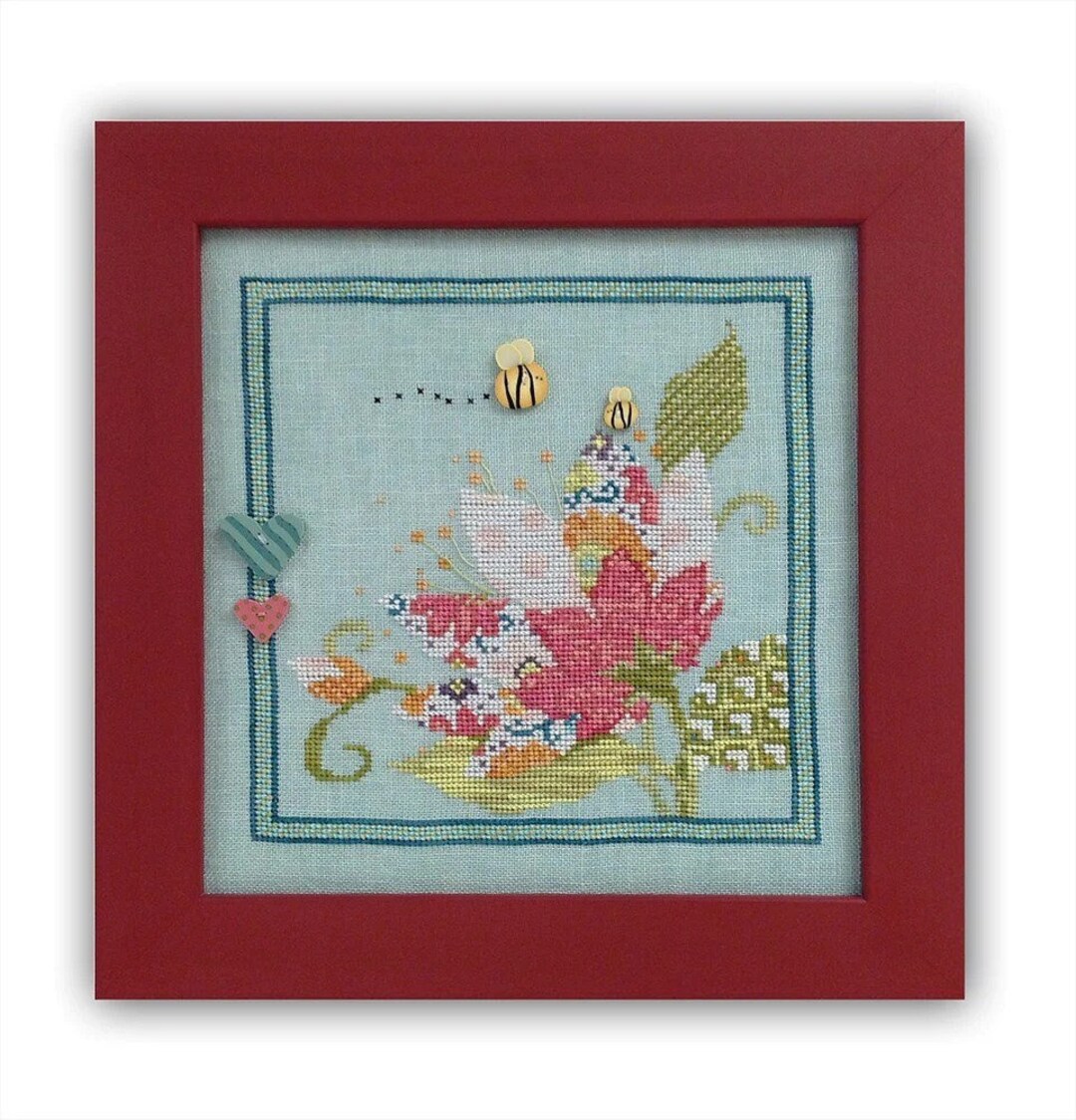 Buzzing by by Art to Heart Just Another Button Company - Counted Cross Stitch Pattern With ...