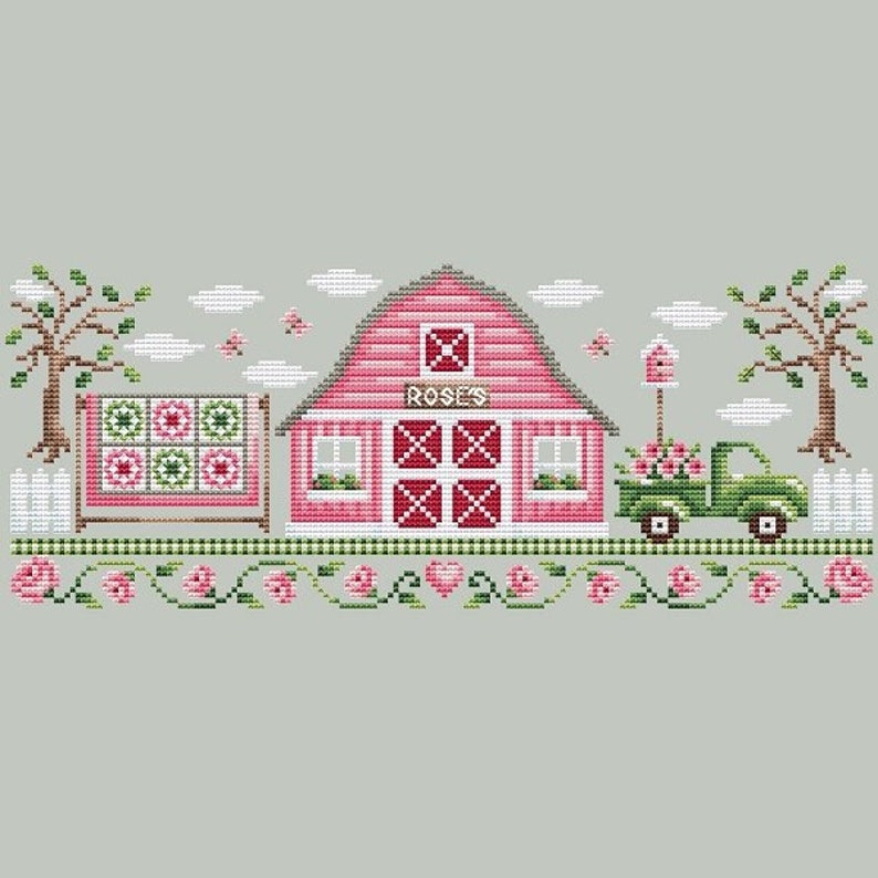 Pink Barn by Shannon Christine Designs Counted Cross Stitch - Etsy