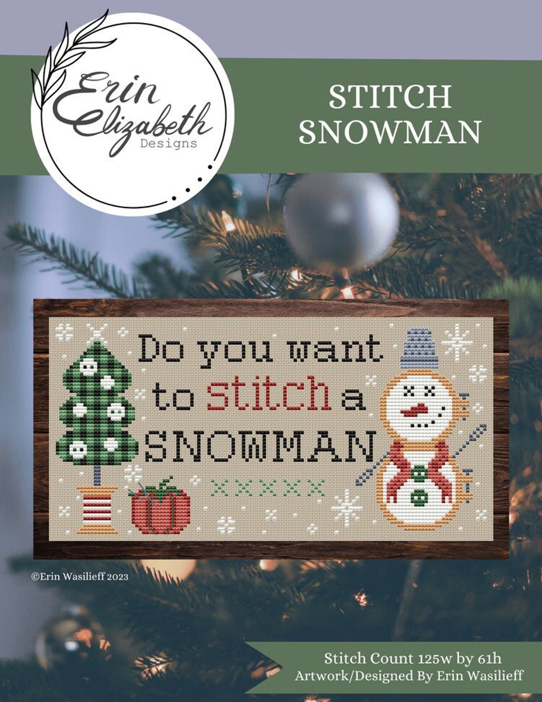 Stitch Snowman by Erin Elizabeth Designs - Counted Cross Stitch Pattern ...