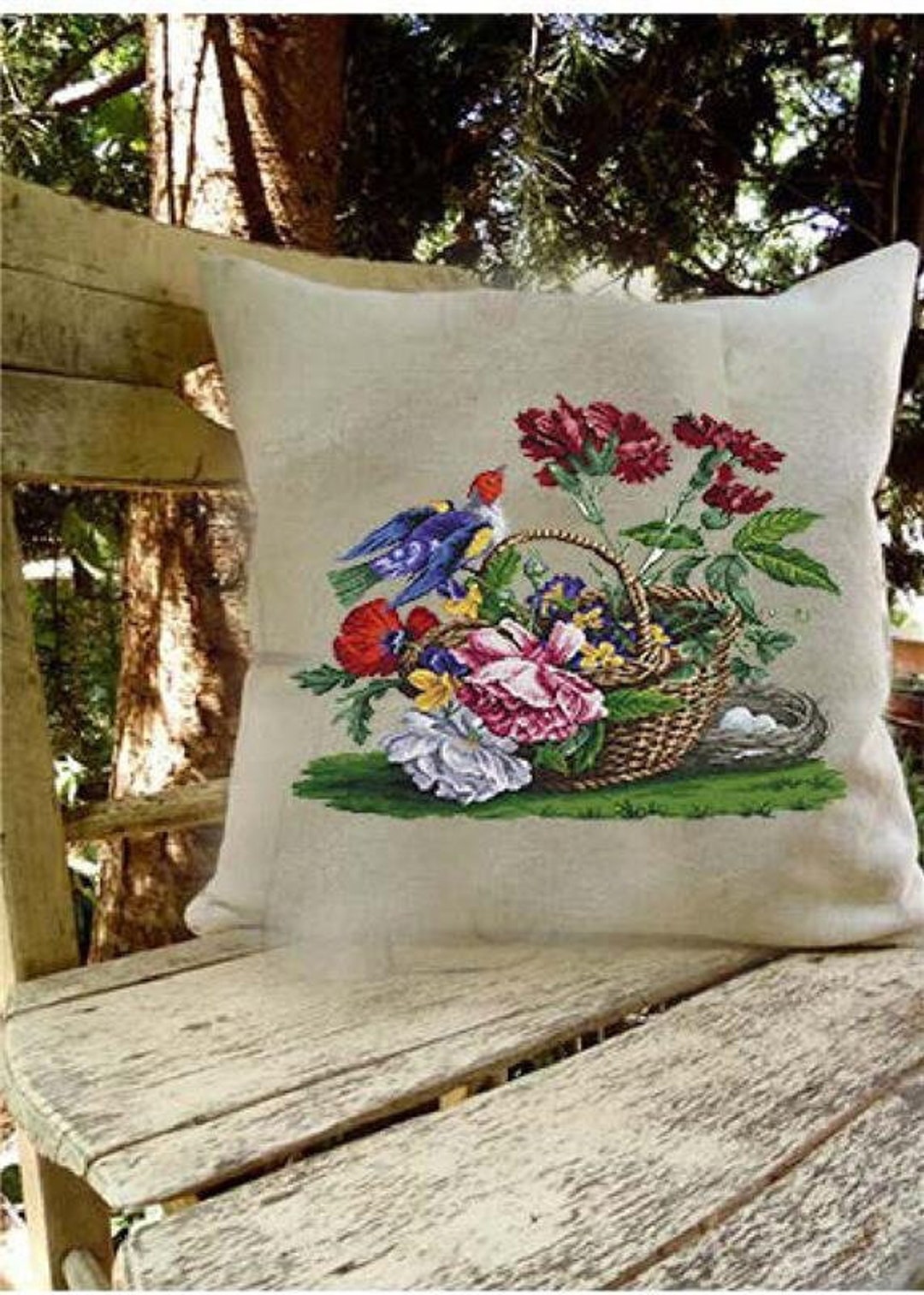 Antique Floral Basket in Bird by Antique Needlework Designs - Counted ...