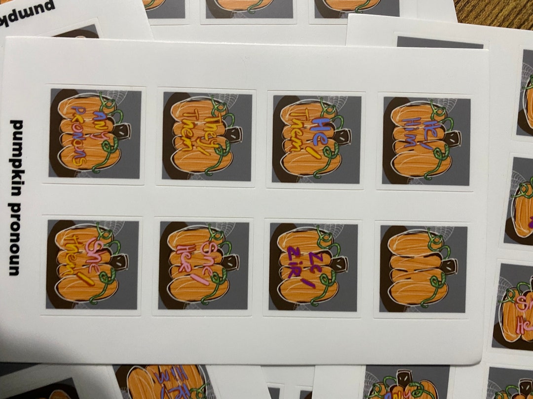 Pumpkin Halloween Pronoun Sticker Sheet Multi Pronouns - Etsy