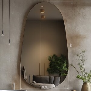 Pill Shaped Wood Frame Mirror for Bathroom Vanity, Modern Long Wall ...