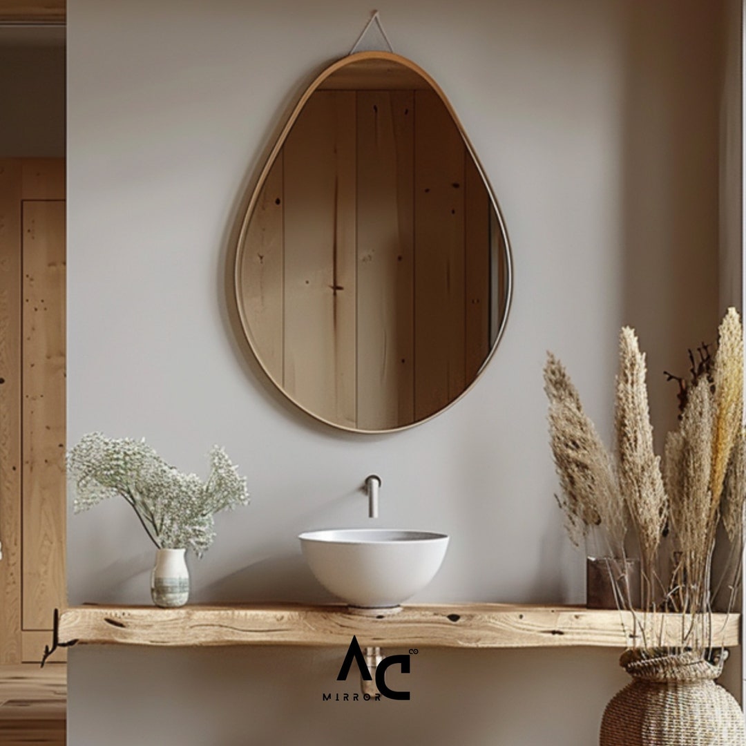 Raindrop Shaped Wall Mirror – Handmade Teardrop Mirror for Modern Home ...