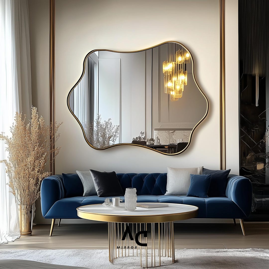Asymmetrical Wavy Wall Mirror Decor, Irregular Mirror for Glam Home ...