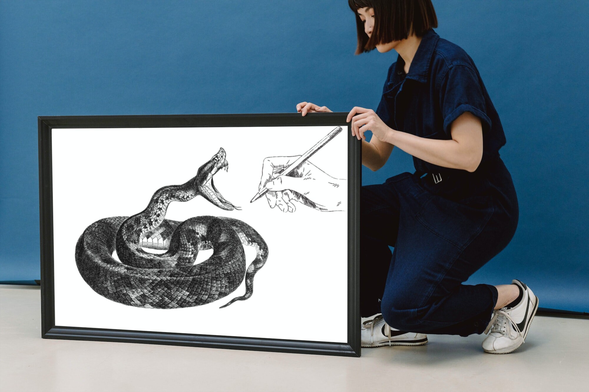 Snake in Drawing Poster Deco Digital Download A2 - Etsy