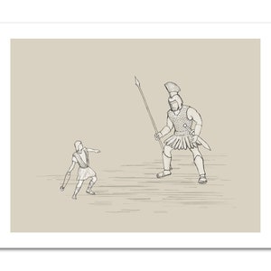 David and Goliath Poster Print Picture Christian Hand-drawn - Etsy