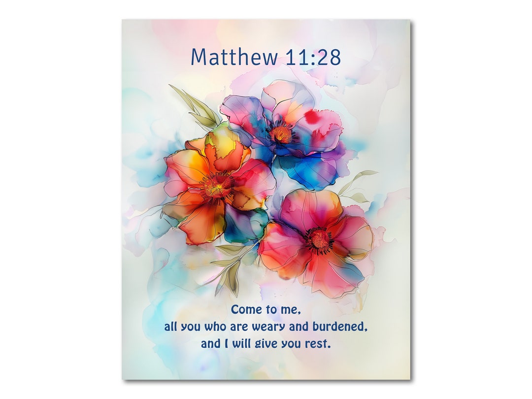 Matthew 11:28 Christian Poster Digital File, Come to Me, All Who Are ...