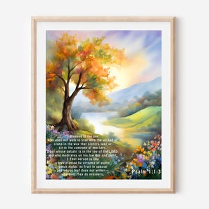 Psalm 1, a Tree Planted by Streams of Water, Christian Art, Bible Quote ...