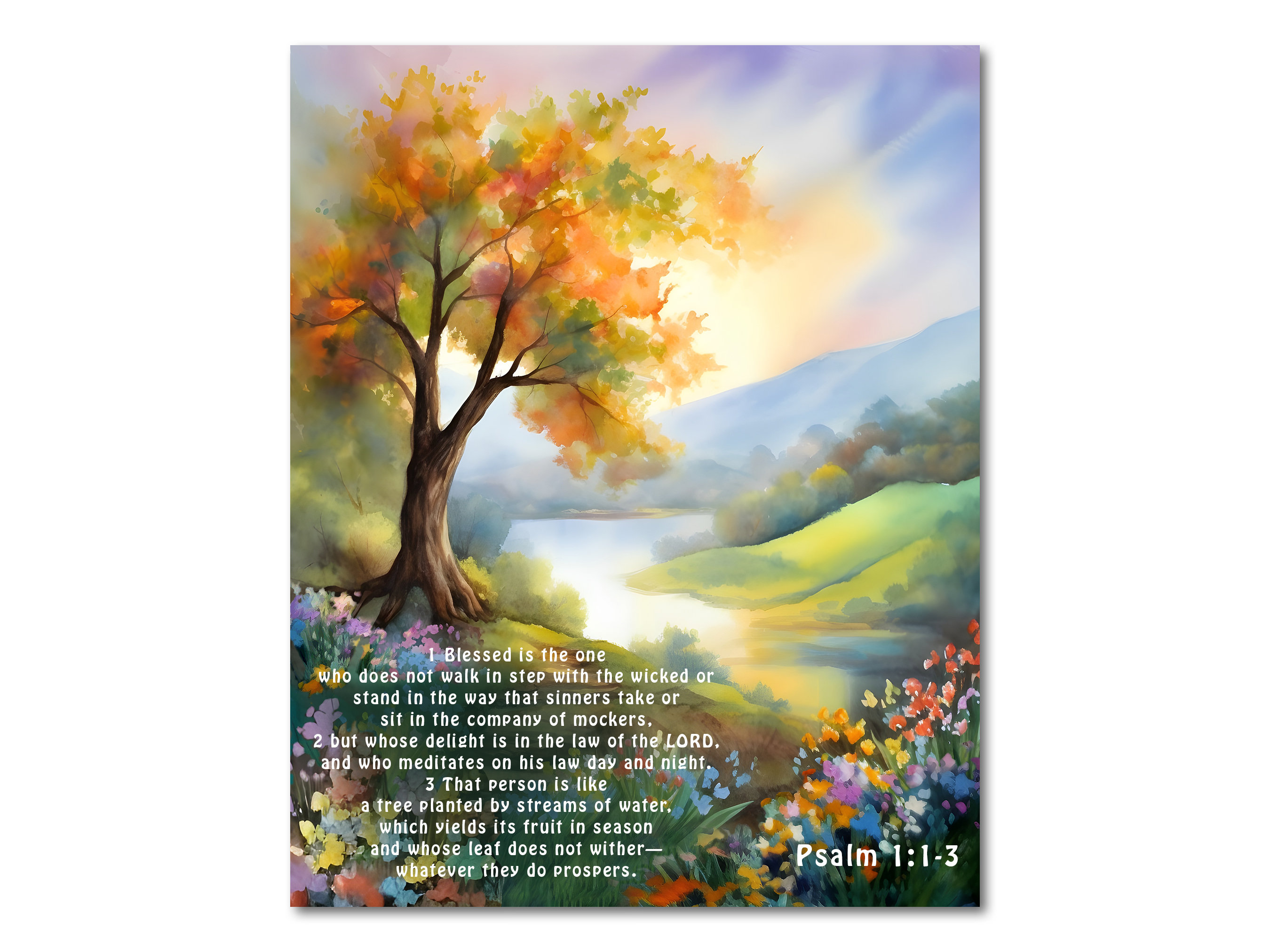 Psalm 1, a Tree Planted by Streams of Water, Christian Art, Bible Quote ...