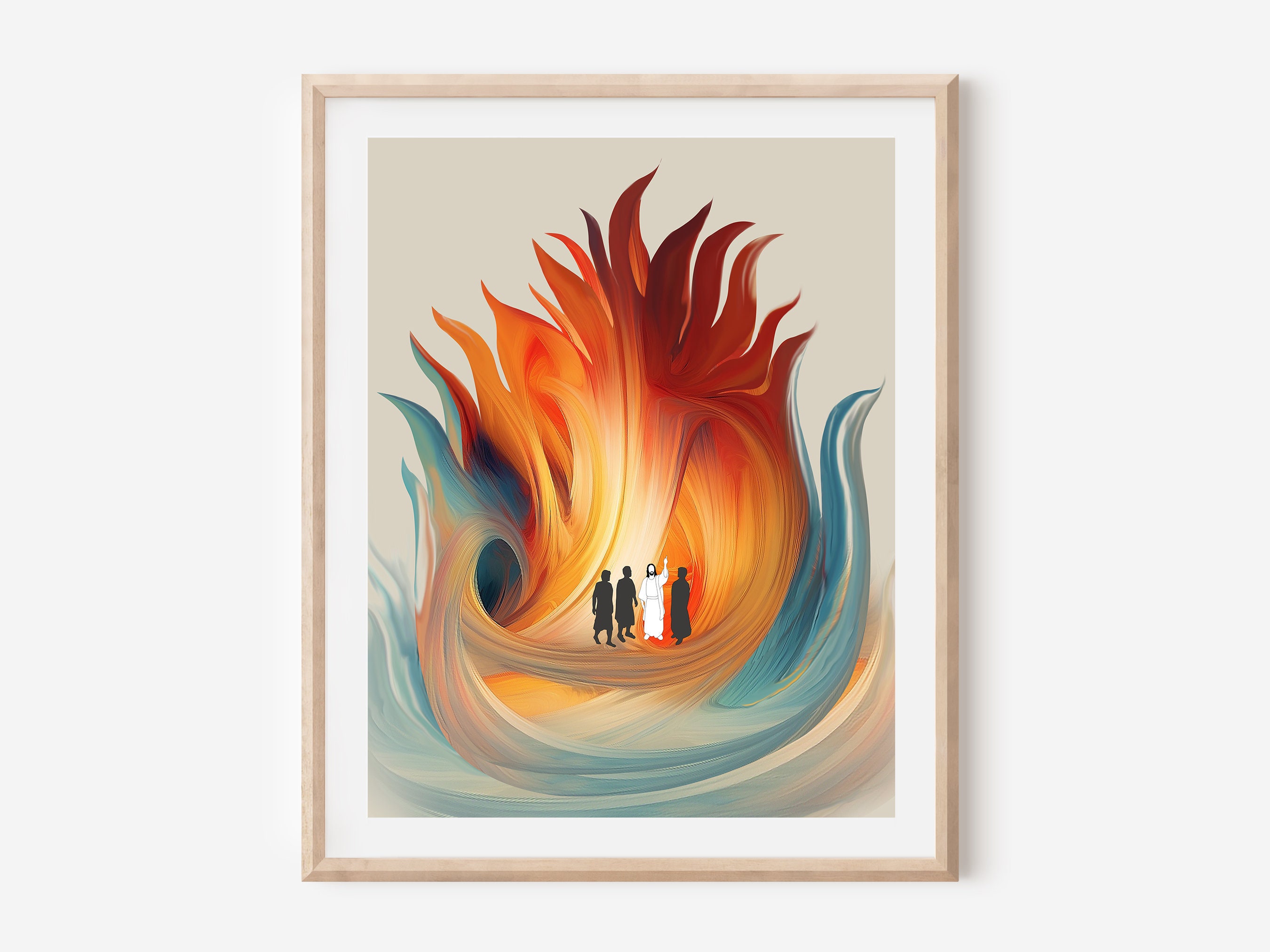 Shadrach, Meshach, Abednego Art Poster: Fiery Furnace Bible Scene ...