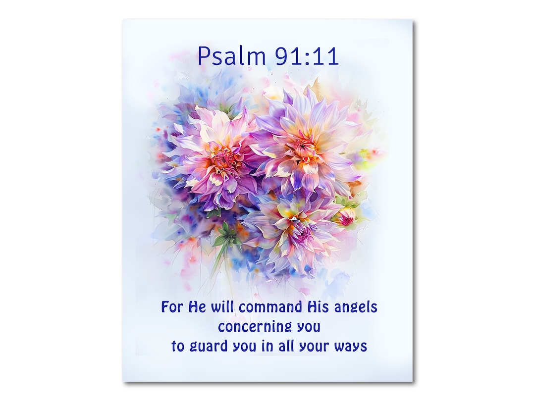 Psalms 91:11 Christian Poster Digital File, for He Will Command His ...