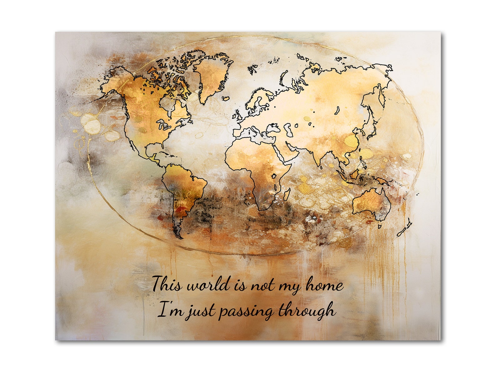 World Map Quote Digital File Poster Map of the World Digital Download Christian Art, This World ...