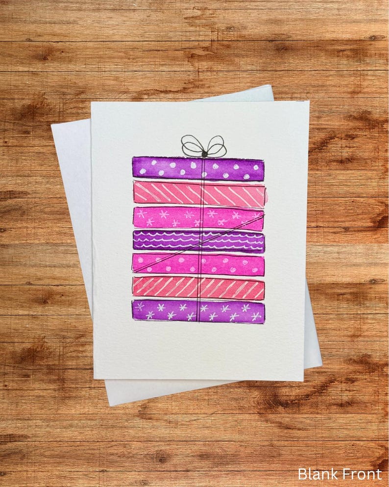 Hand Painted Fun Custom Watercolor Birthday Card of Presents - Etsy