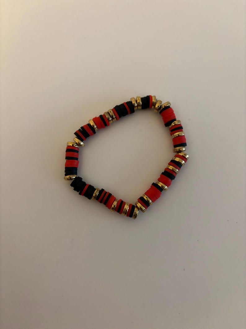 Red and Black Clay Beaded Bracelets. - Etsy