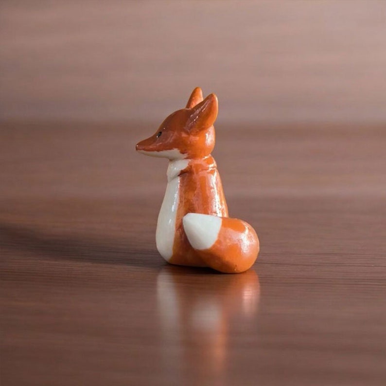 Tiny Fox Sculpture, Miniature Red Fox, Clay Fox Figurine, Small ...