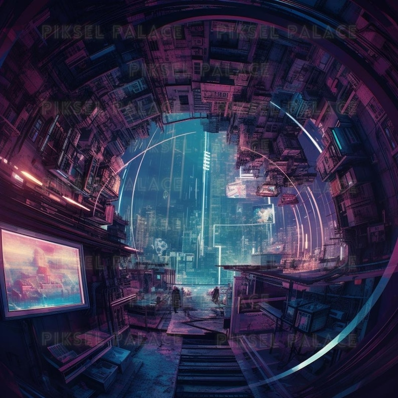 Cyberpunk Dreamscape - Futuristic AI Art Print, High-resolution Digital Download, Perfect Wall ...