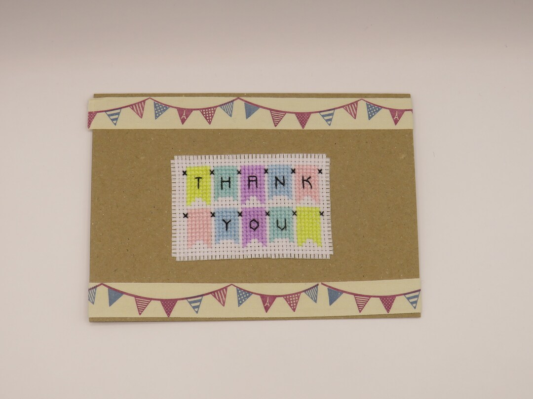Handmade, Cross Stitched Thank You Card Bunting - Etsy