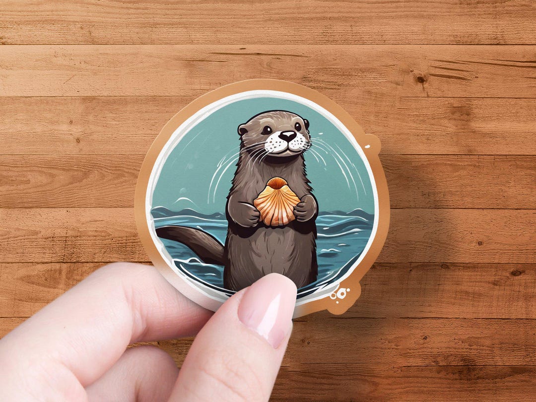 Cute Otter Sticker Adorable Animal Decal for Laptops, Water Bottles ...
