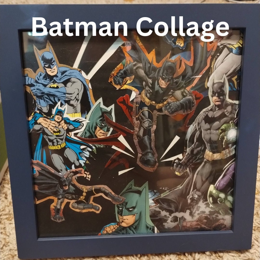 Batman DC Comics Collage 8x8 Inches Framed Collage for Decor for Fans ...