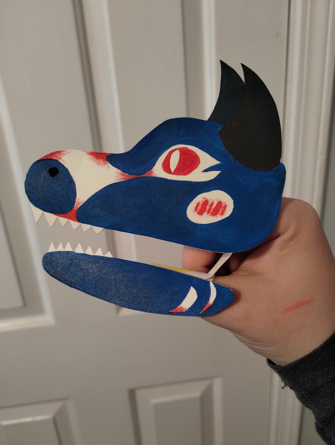 READ DESCRIPTION Red White and Blue Dragon Puppet Furry Includes ...