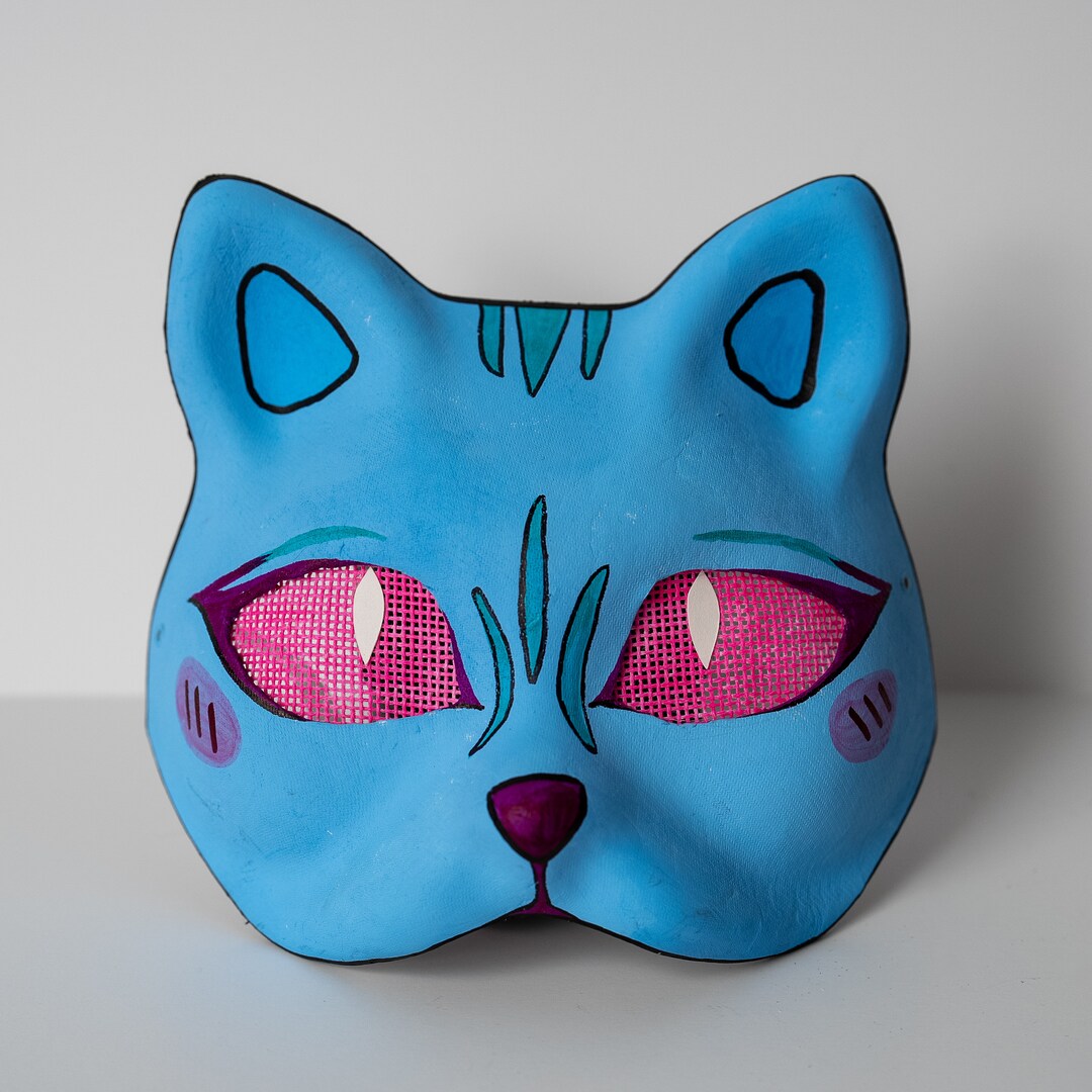 Fun Pink Blue and White Cat Mask for Any Age Kids Toddlers Cat Lovers ...