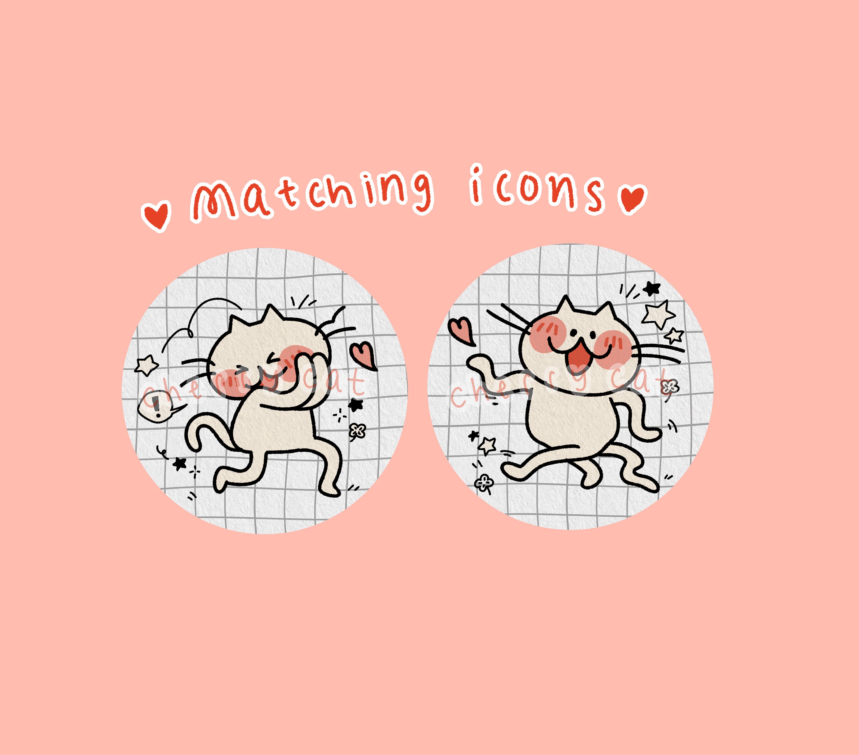 Valentine Cute Cat Matching Wallpaper Set - Etsy