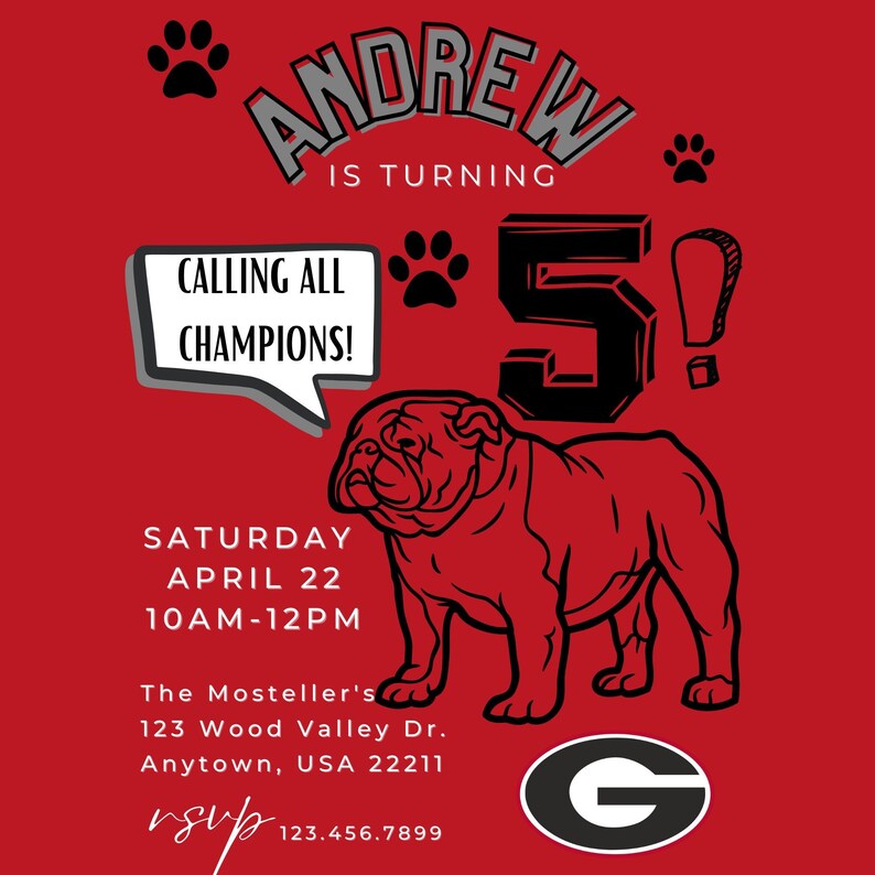 UGA Party Invitation for Graduation, Birthday, Retirement, Tailgate ...