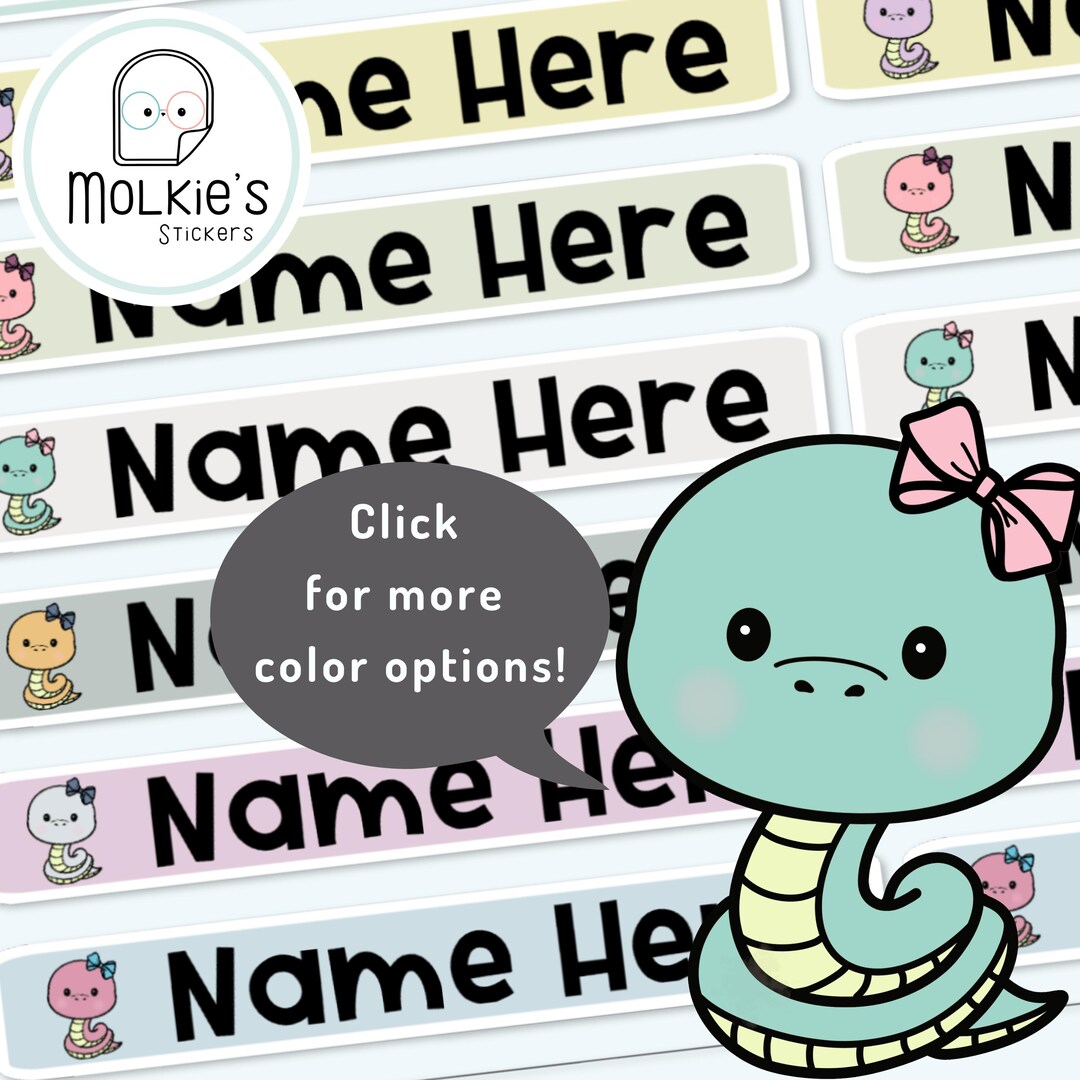 Cute Snake Name Labels Kawaii Label for Kids School Supplies ...