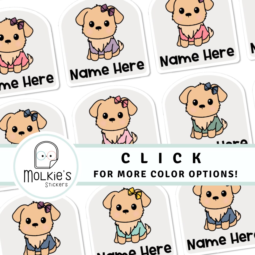 Cute Dog Name Label for Daycare Stickers for Kids Waterproof Toddler ...