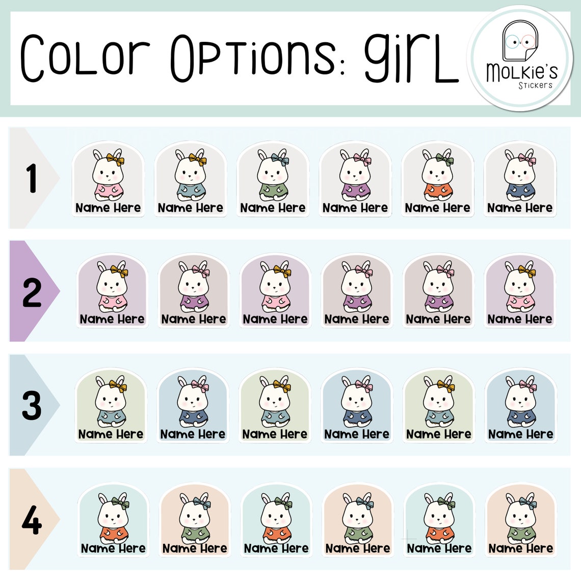 Cute Bunny Name Label for Kids Daycare Name Sticker Waterproof UV ...