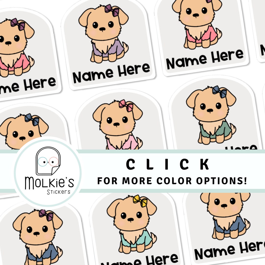 Cute Dog Waterproof Name Label for Kids School Supplies Personalized ...