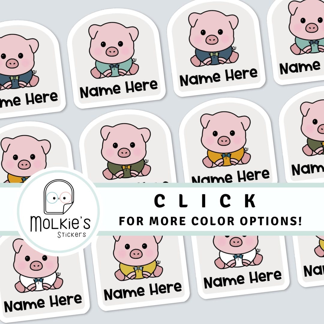 Cute Pig Name Label for Daycare Stickers for Kids Waterproof Water ...