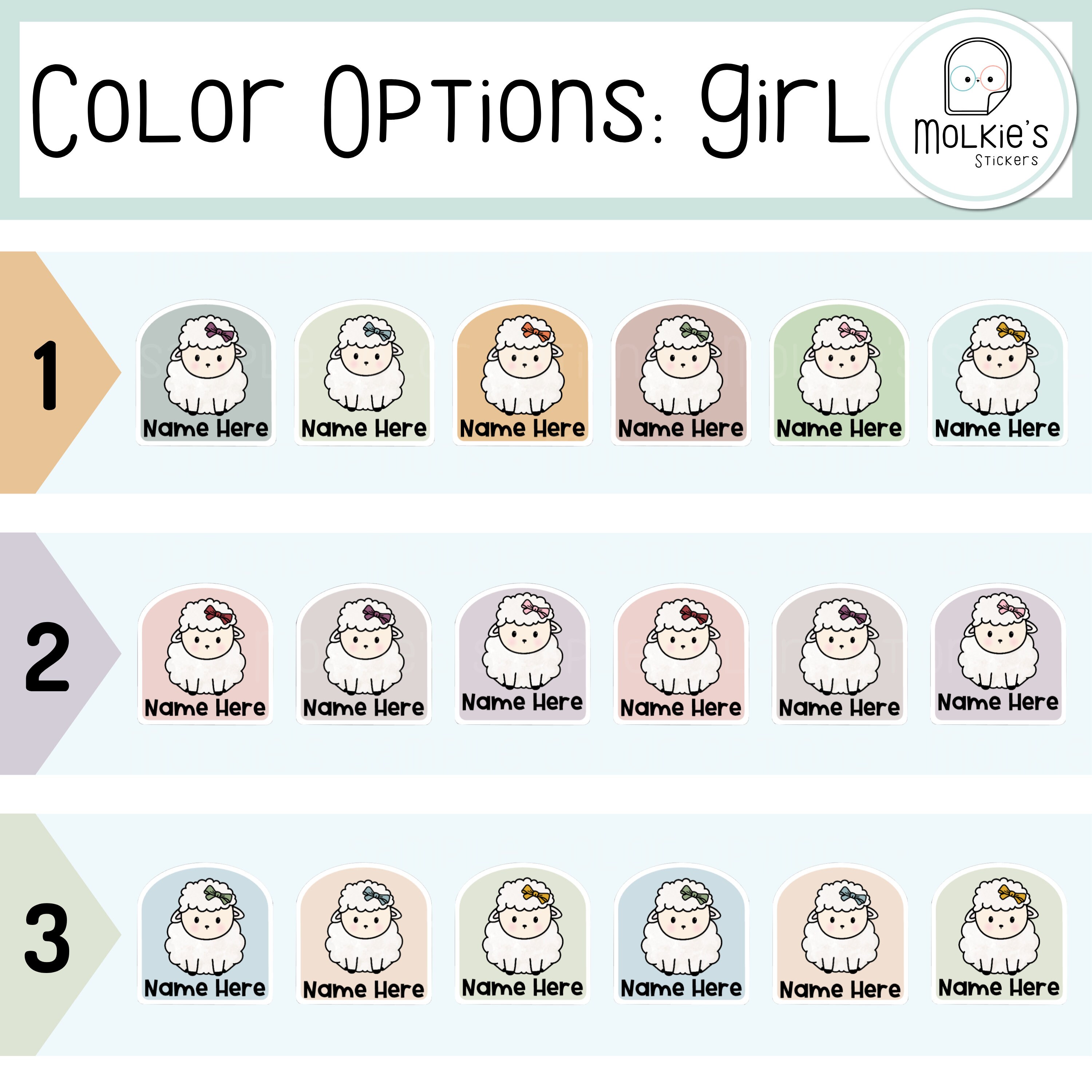 Cute Sheep Name Label for Daycare Stickers for Kids Waterproof Water ...