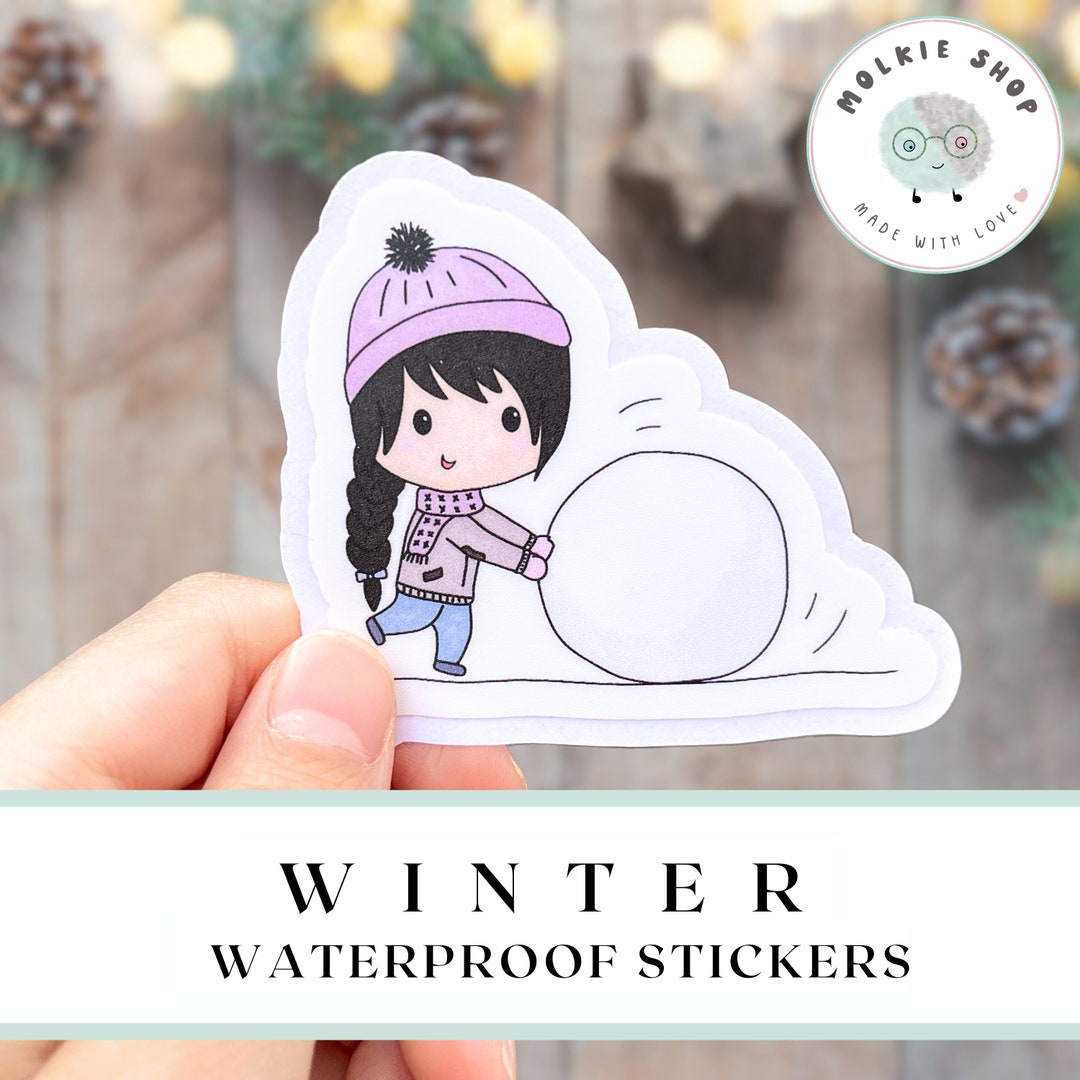 Cute Girl Rolling Snowball Sticker for Laptop Waterproof - Etsy