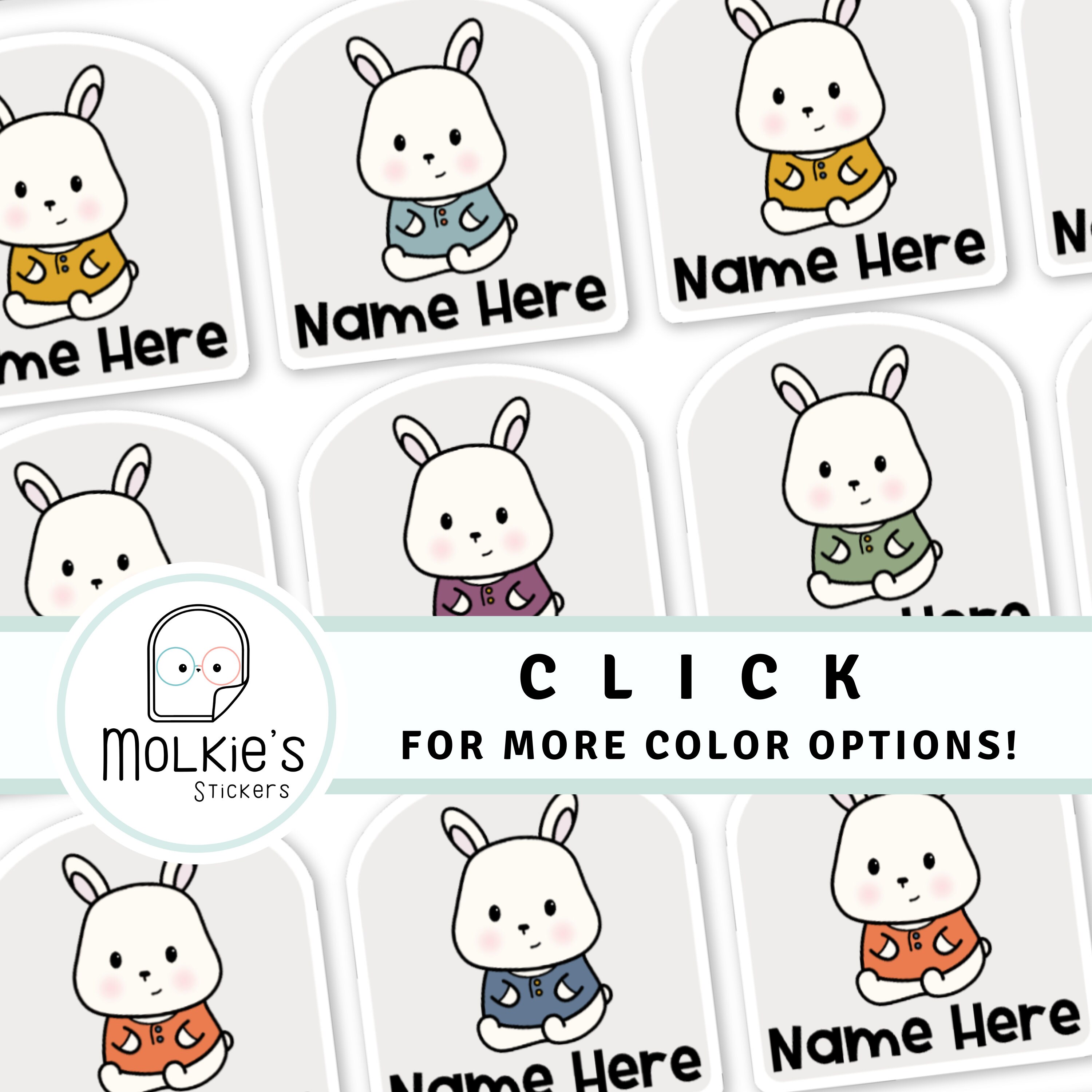 Cute Bunny Name Label for Kids Daycare Name Sticker Waterproof UV ...
