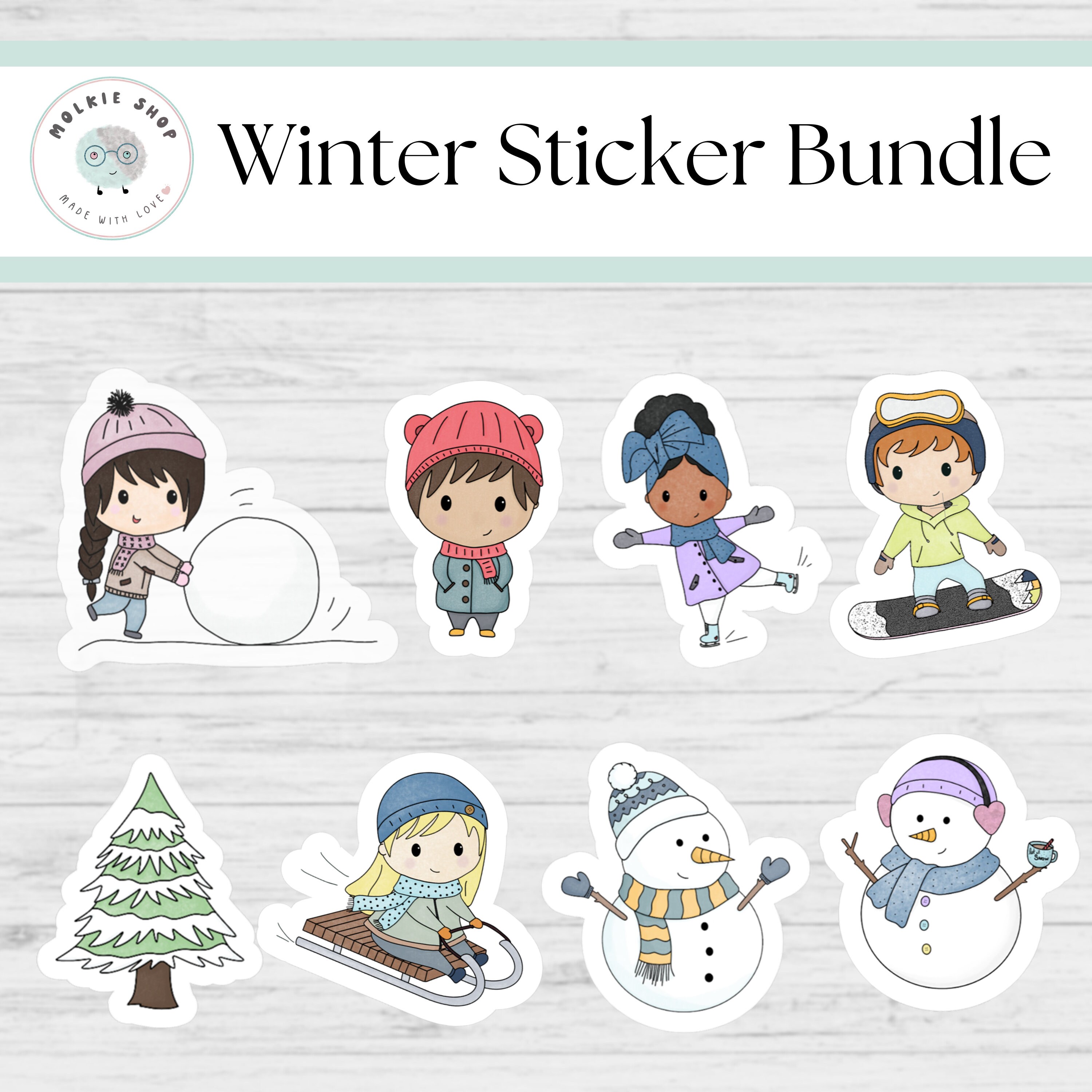 Cute Girl Rolling Snowball Sticker for Laptop Waterproof - Etsy