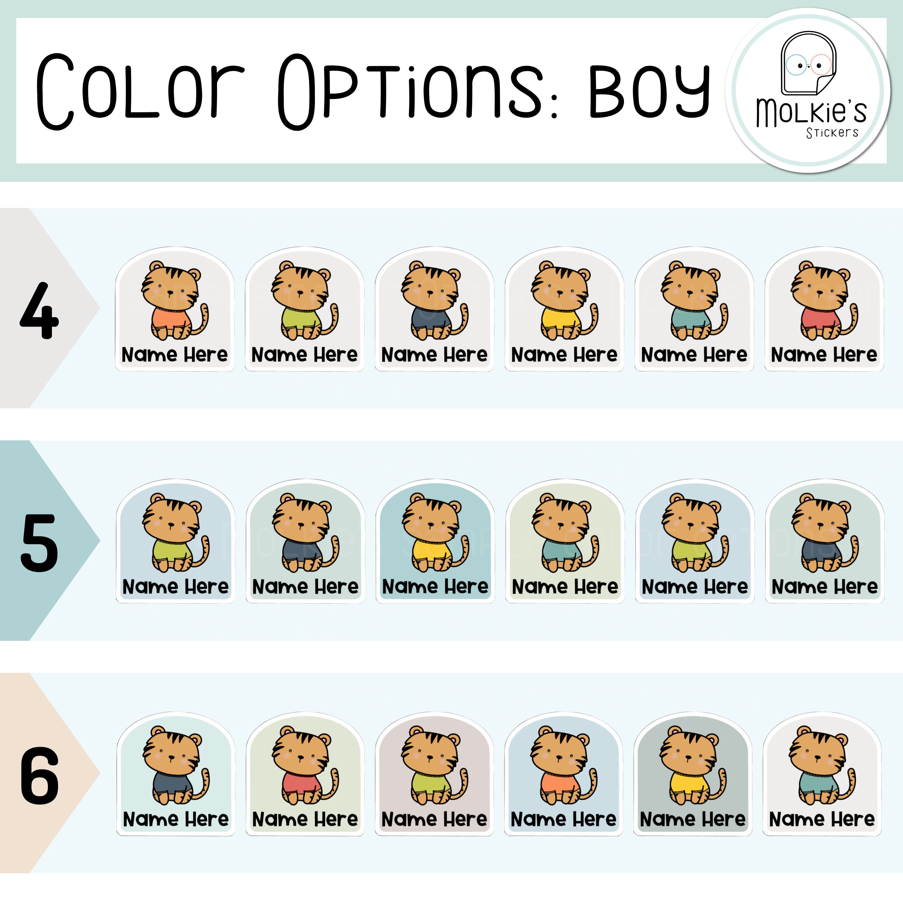 Cute Tiger Animal School Supplies Stickers for Kid Name Labels Toddler ...