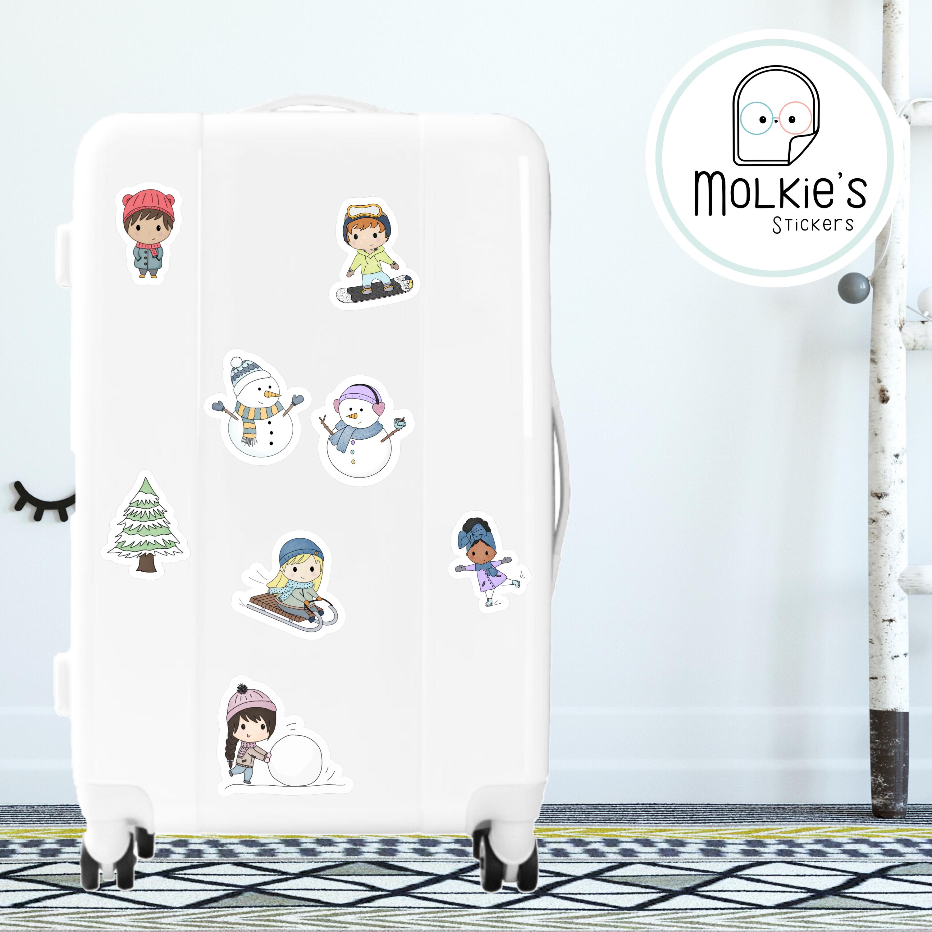 Cute Girl Rolling Snowball Sticker for Laptop Waterproof Sticker Winter ...