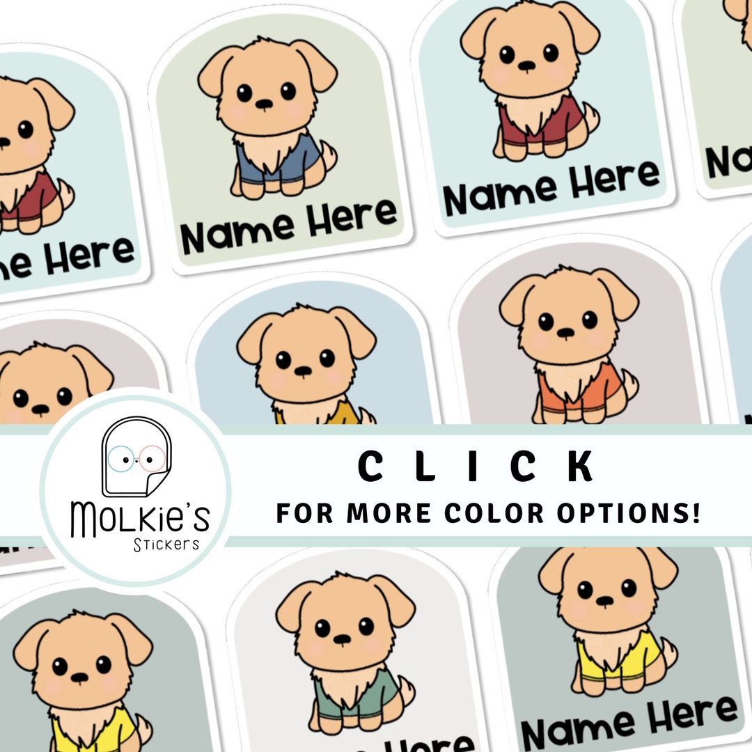 Cute Dog Name Label for Daycare Stickers for Kids Waterproof Toddler ...