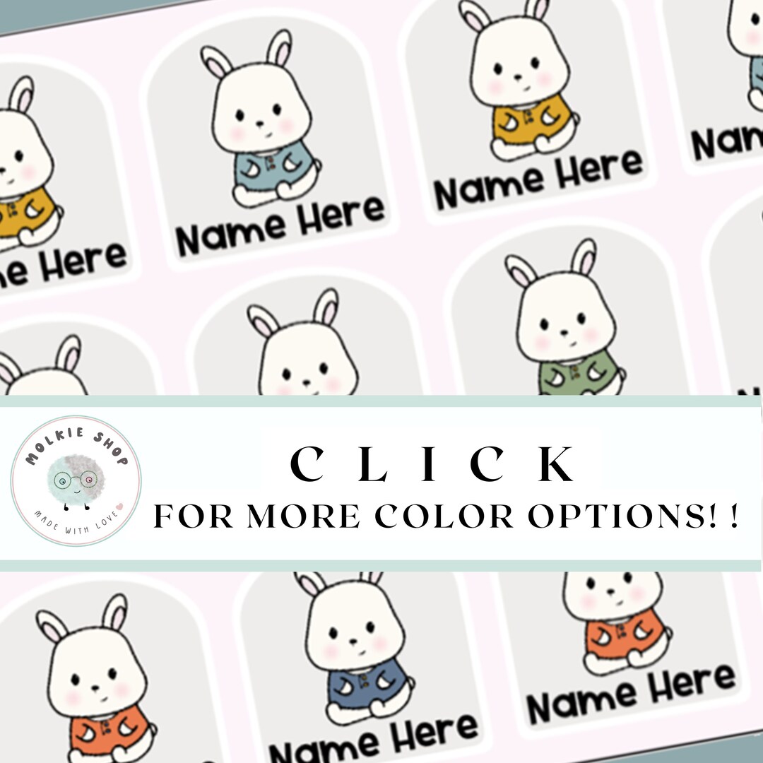 Cute Bunny Name Label for Kids Daycare Name Sticker Waterproof - Etsy