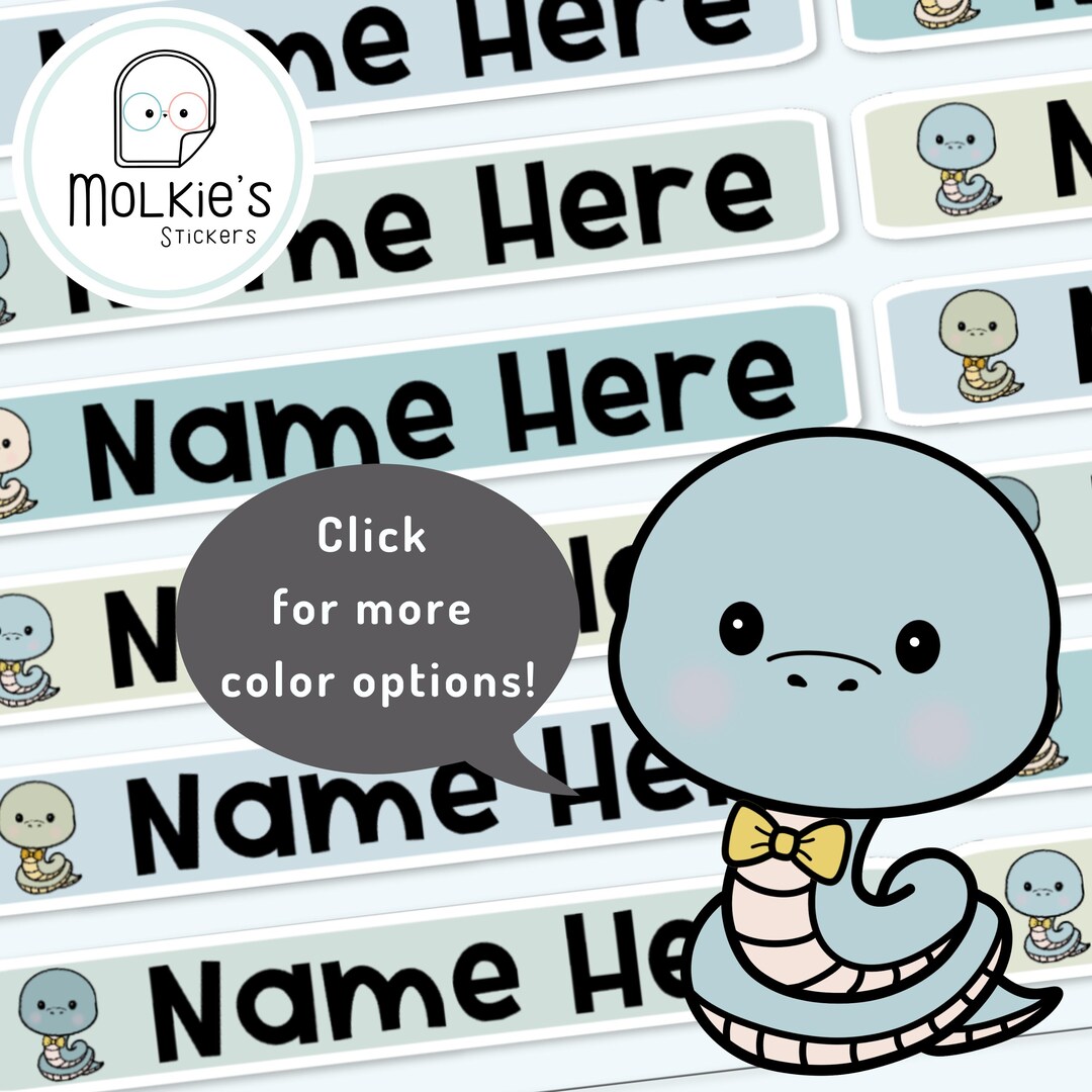 Cute Snake Name Labels Reptile Label for Kids School Supplies ...