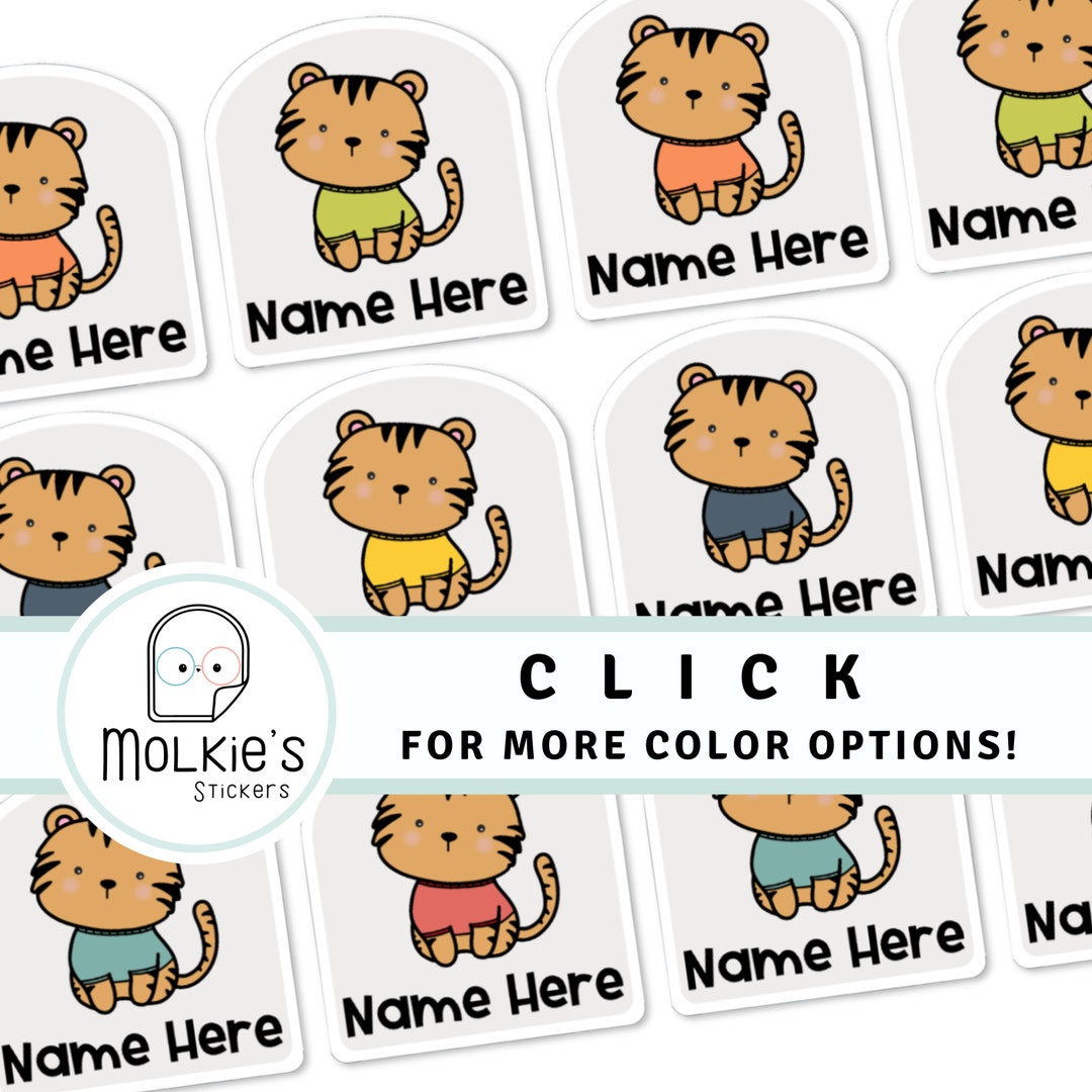 Cute Tiger Animal School Supplies Stickers for Kid Name Labels Toddler ...