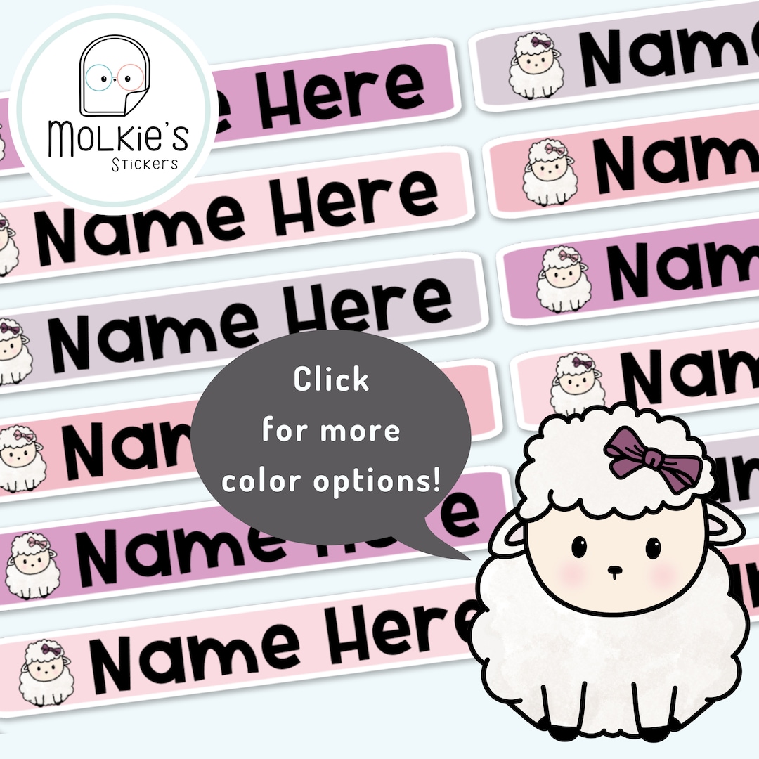 Cute Sheep Waterproof Name Label for Kids School Supplies Stickers the ...