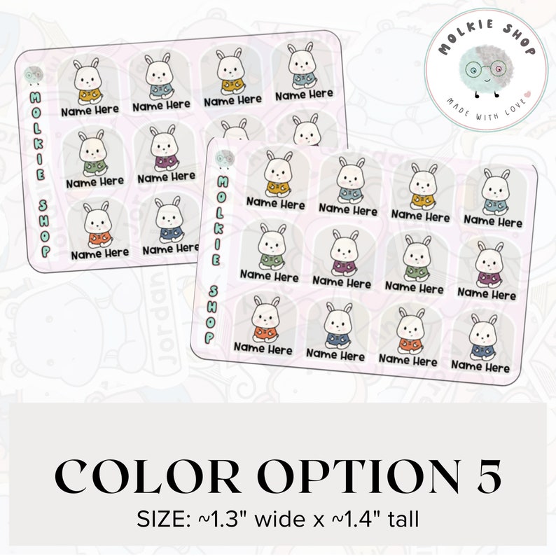 Cute Bunny Name Label for Kids Daycare Name Sticker Waterproof - Etsy